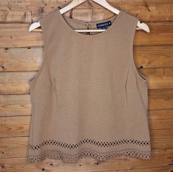 Chances R | Tops | Chances R Brown Tank Sleeveless Top With Designed ...
